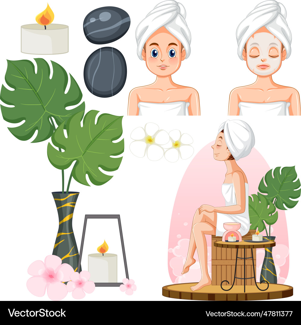 Spa and sauna self care elements collection Vector Image
