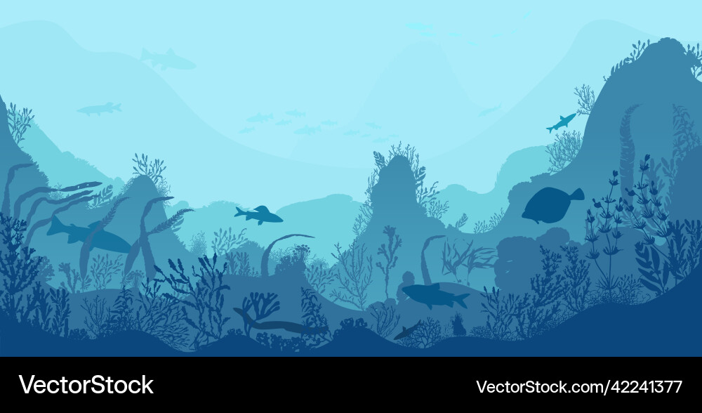 Underwater landscape sea bottom or ocean undersea Vector Image
