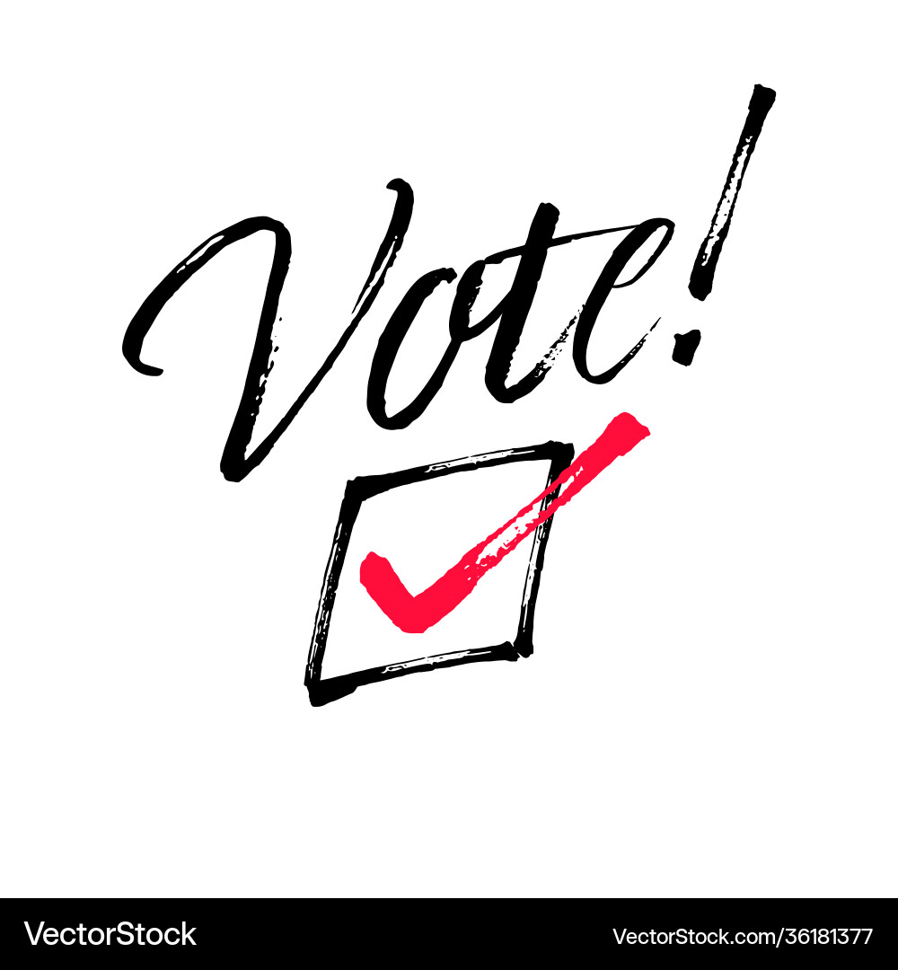 Vote with check mark symbol calligraphy Royalty Free Vector
