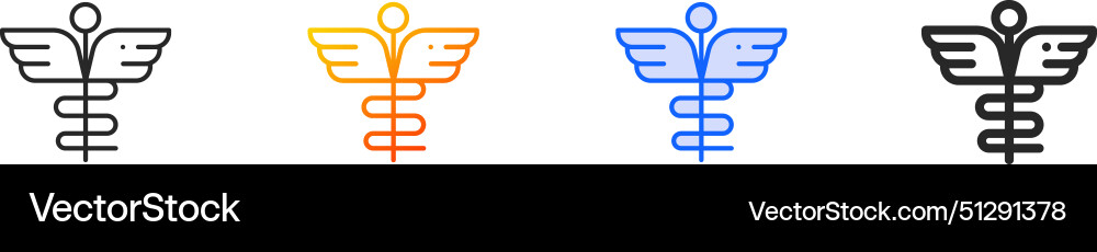 Caduceus symbol iconthin linear gradient blue Vector Image