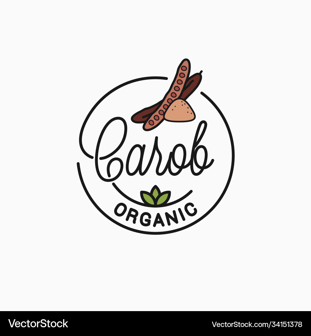 Carob logo round linear superfood Royalty Free Vector Image