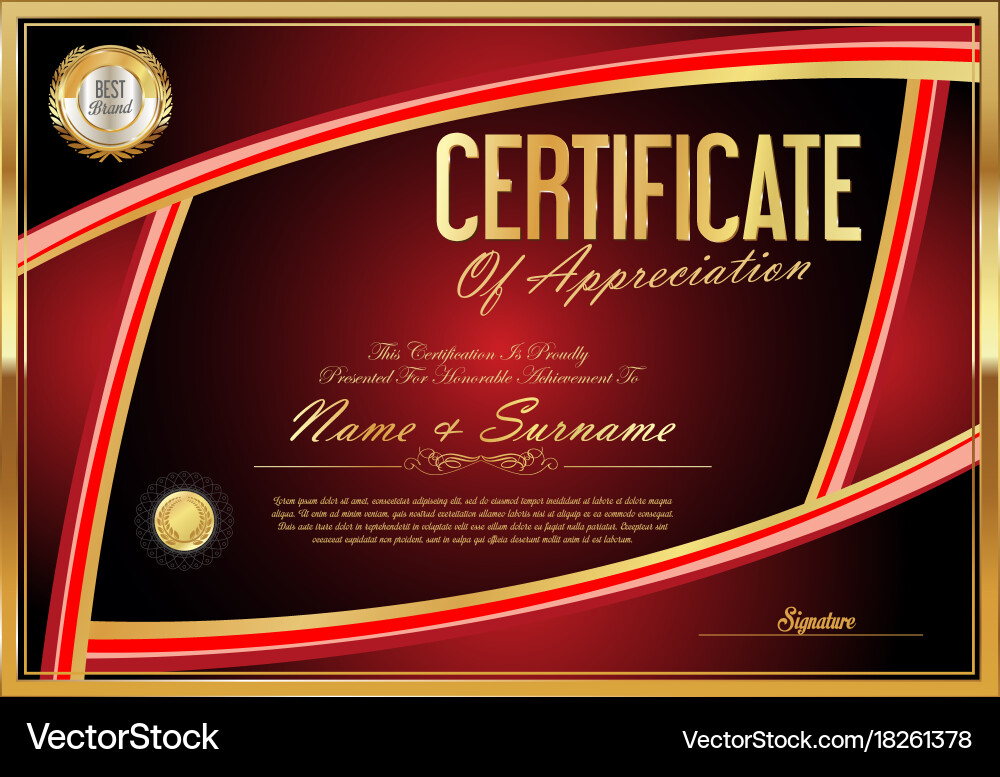 Certificate retro design template 02 Royalty Free Vector