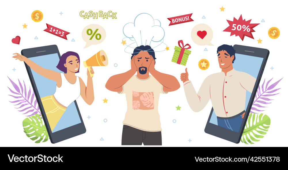 Cold calling by telephone for potential customer Vector Image