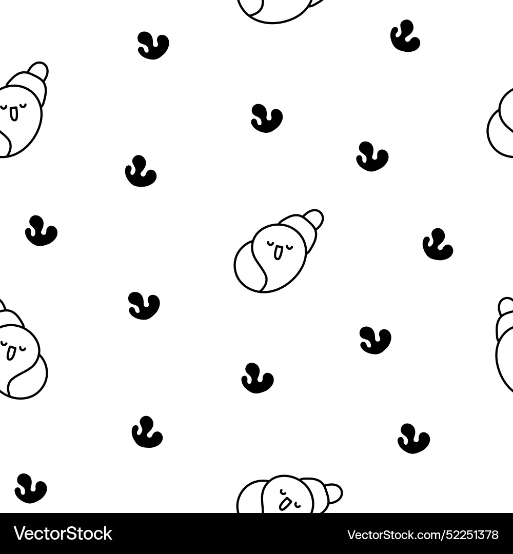 Cute kawaii sea shell seamless pattern coloring Vector Image