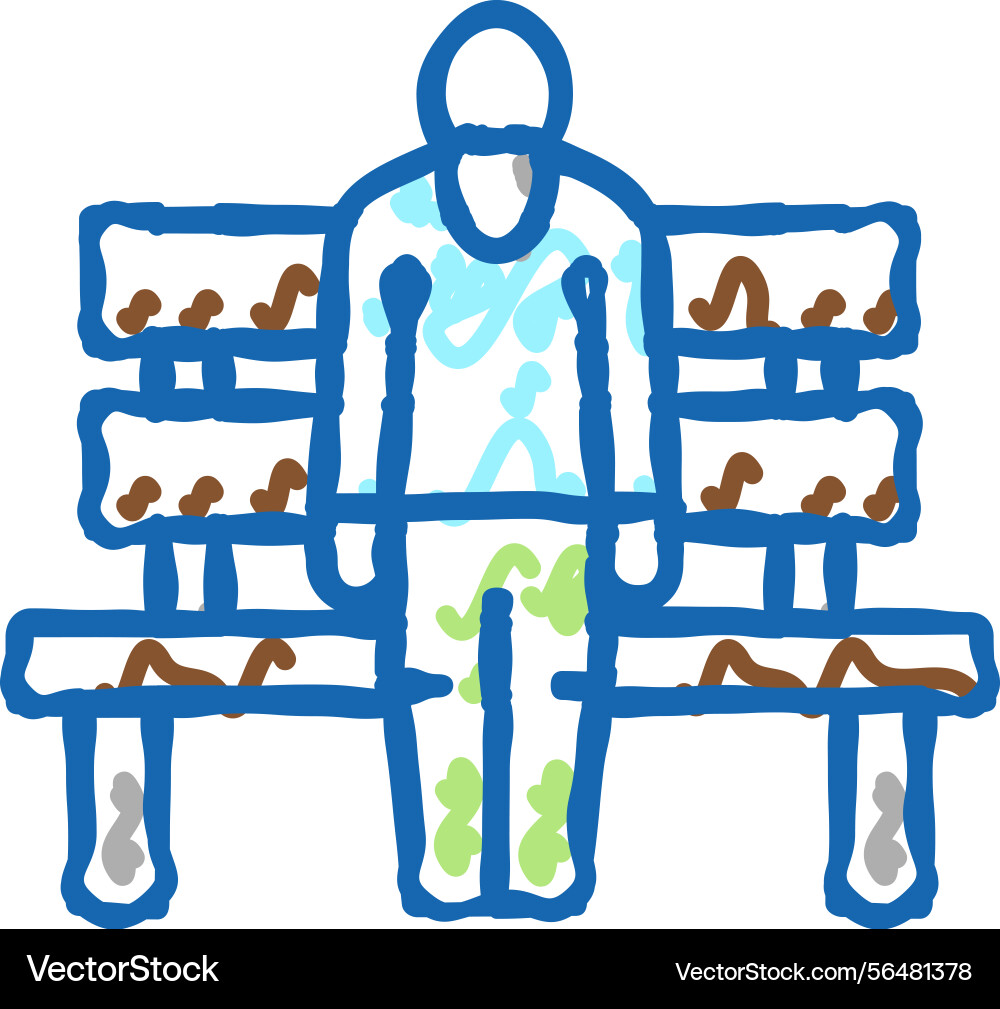 Elderly man sitting on bench icon doodle Vector Image