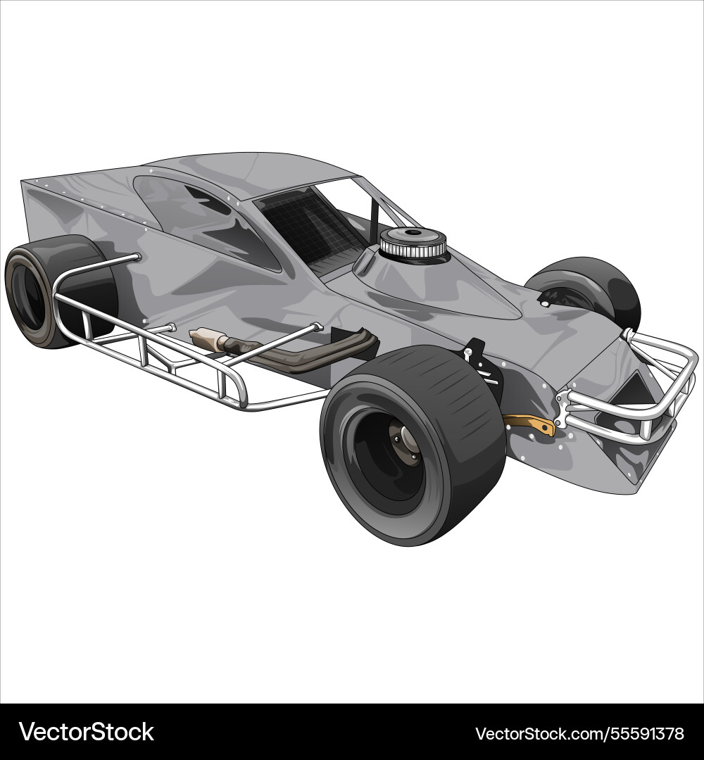 Grey drag racing car with black strip Royalty Free Vector