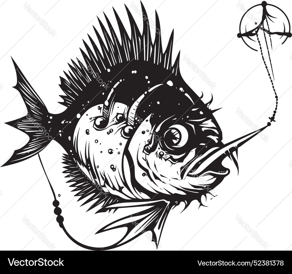 Malevolent angler sinister angular creature fish Vector Image
