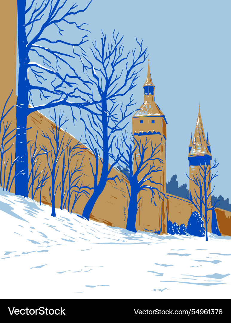 Musegg wall in lucerne switzerland during winter Vector Image