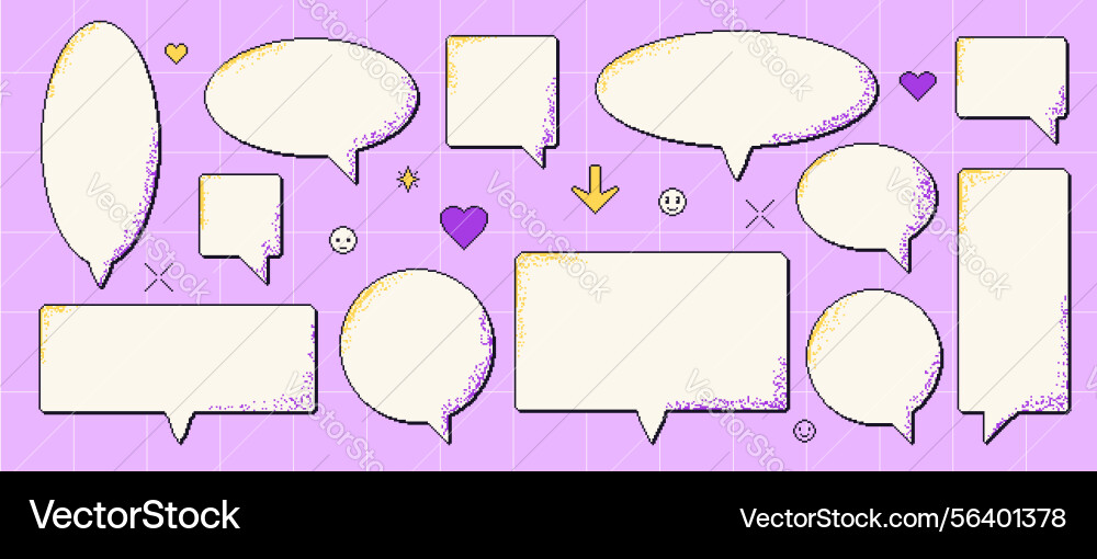 Pixel Kunst Sprachblasen Set 8 Bit Textfelder Vektorbild