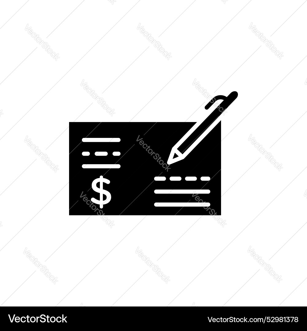 Signing cheque icon set banking payment checkbook Vector Image