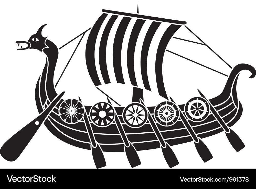 Vikings boat stencil Royalty Free Vector Image