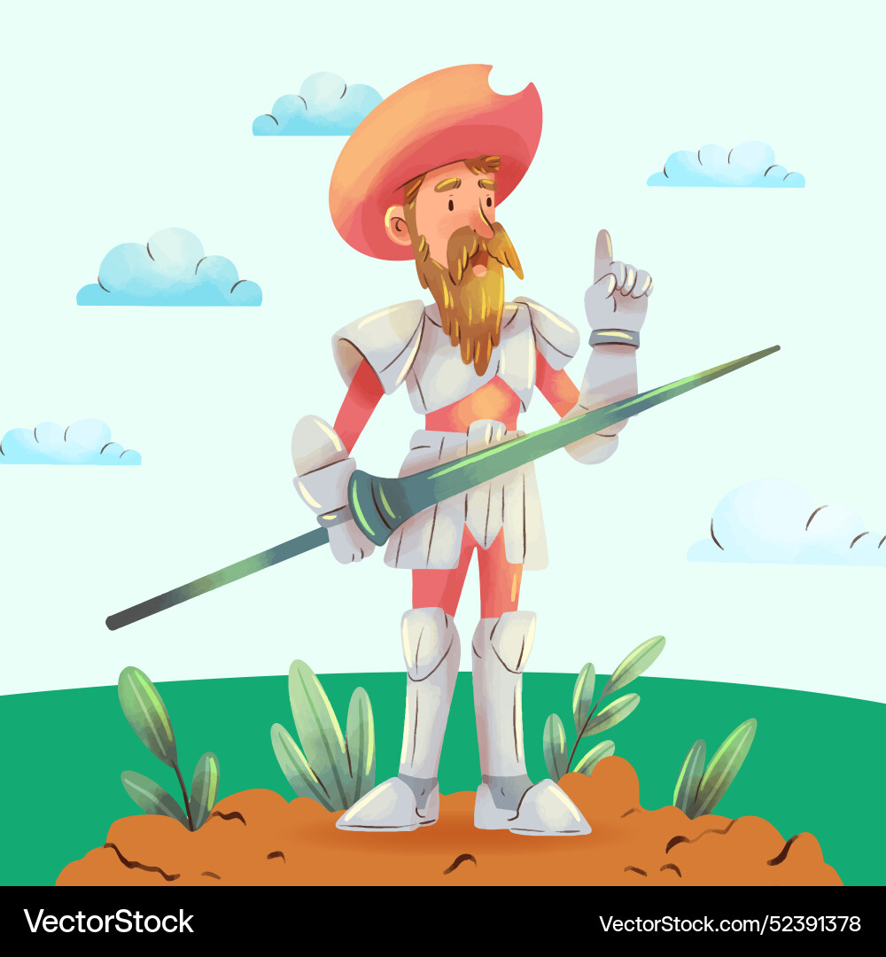 Watercolor don quixote Royalty Free Vector Image