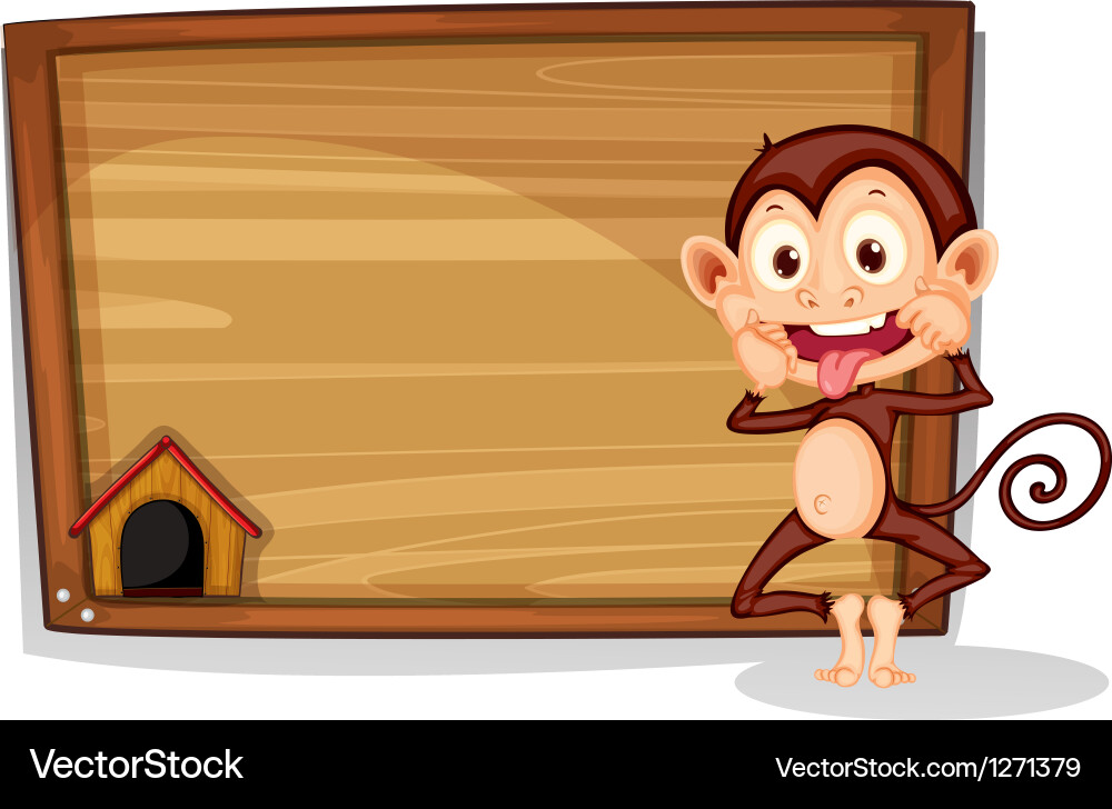 A monkey beside an empty board Royalty Free Vector Image