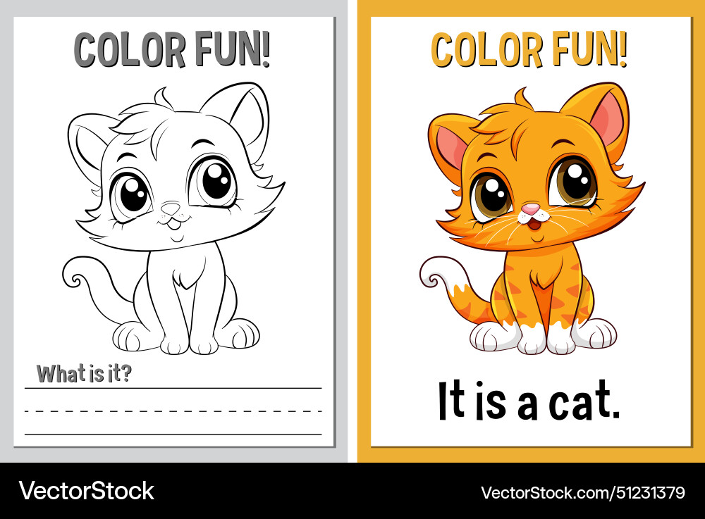 Coloring book pages with a cute cat theme Vector Image