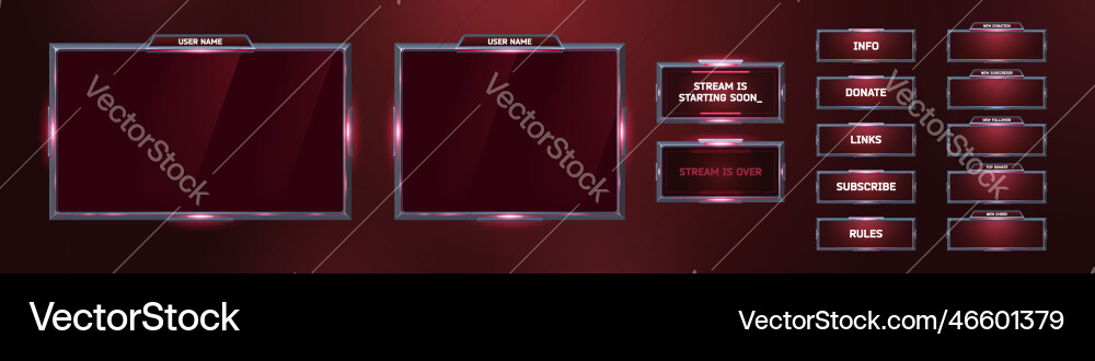 Futuristic game stream overlay and button template
