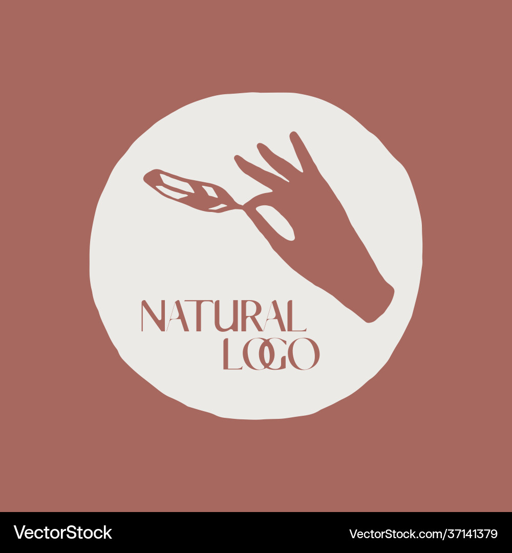 Hand with feather linear style logo Royalty Free Vector