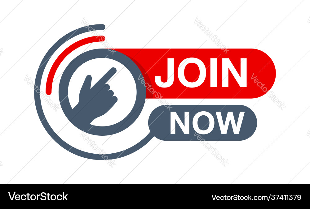 Join us now button - rounded active element Vector Image