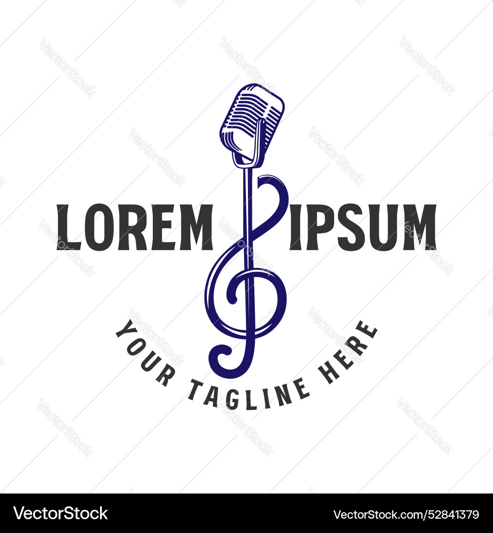 Music notes treble clef and microphone mic icon Vector Image
