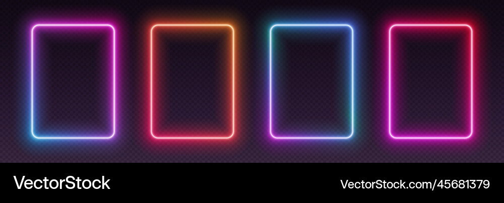 Neon gradient rectangular frames glowing borders Vector Image