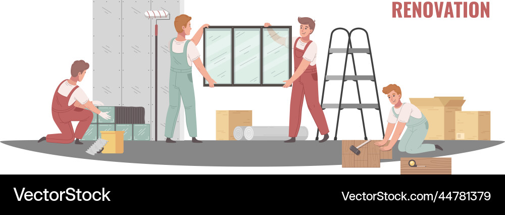 Renovation cartoon scene Royalty Free Vector Image
