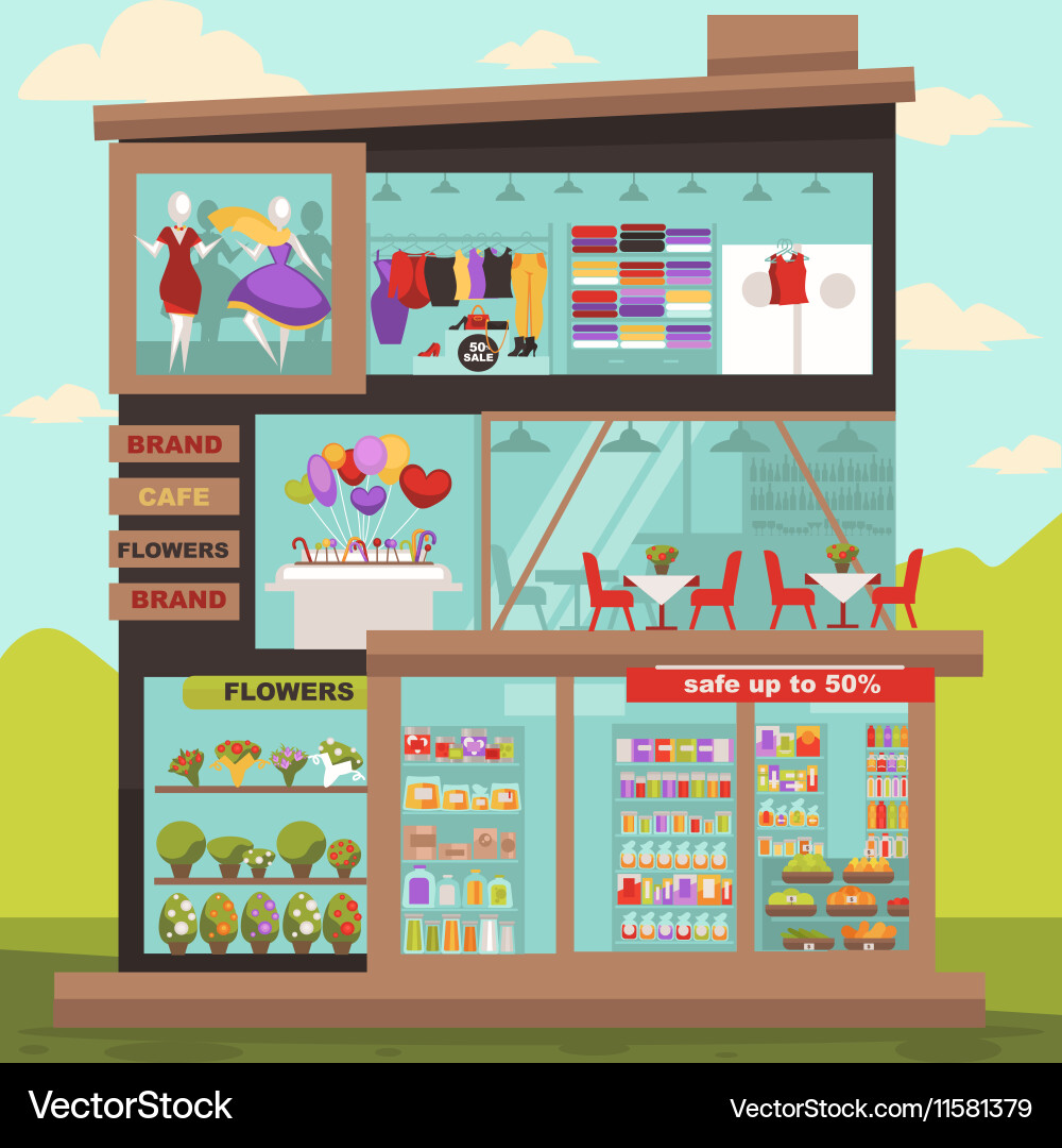 Shopping center or mall Royalty Free Vector Image