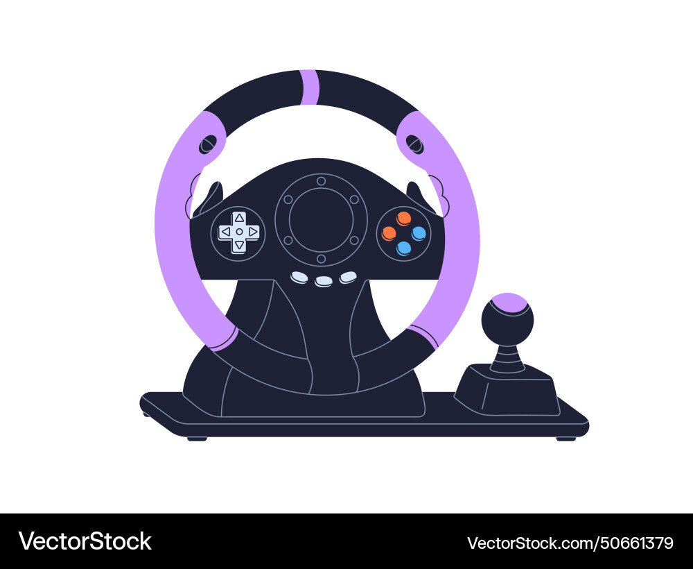Steering wheel with joystick car race game Vector Image