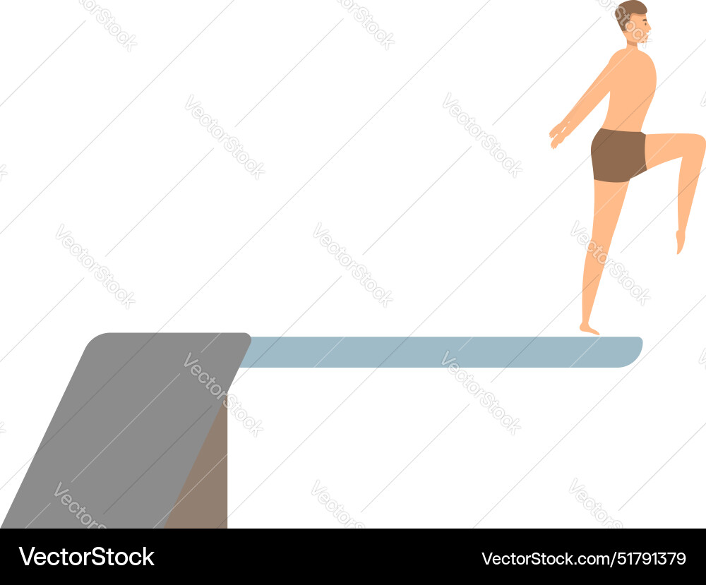 Young man is preparing to jump from a diving board