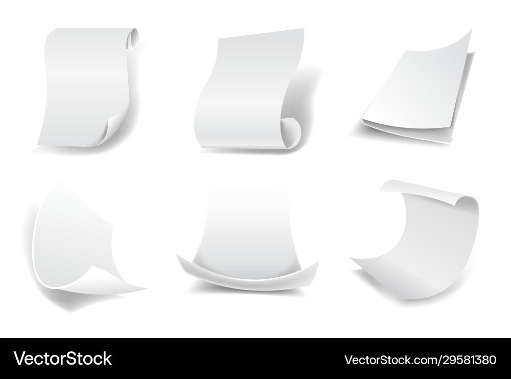 3d paper sheets isolated icons scrolls Royalty Free Vector