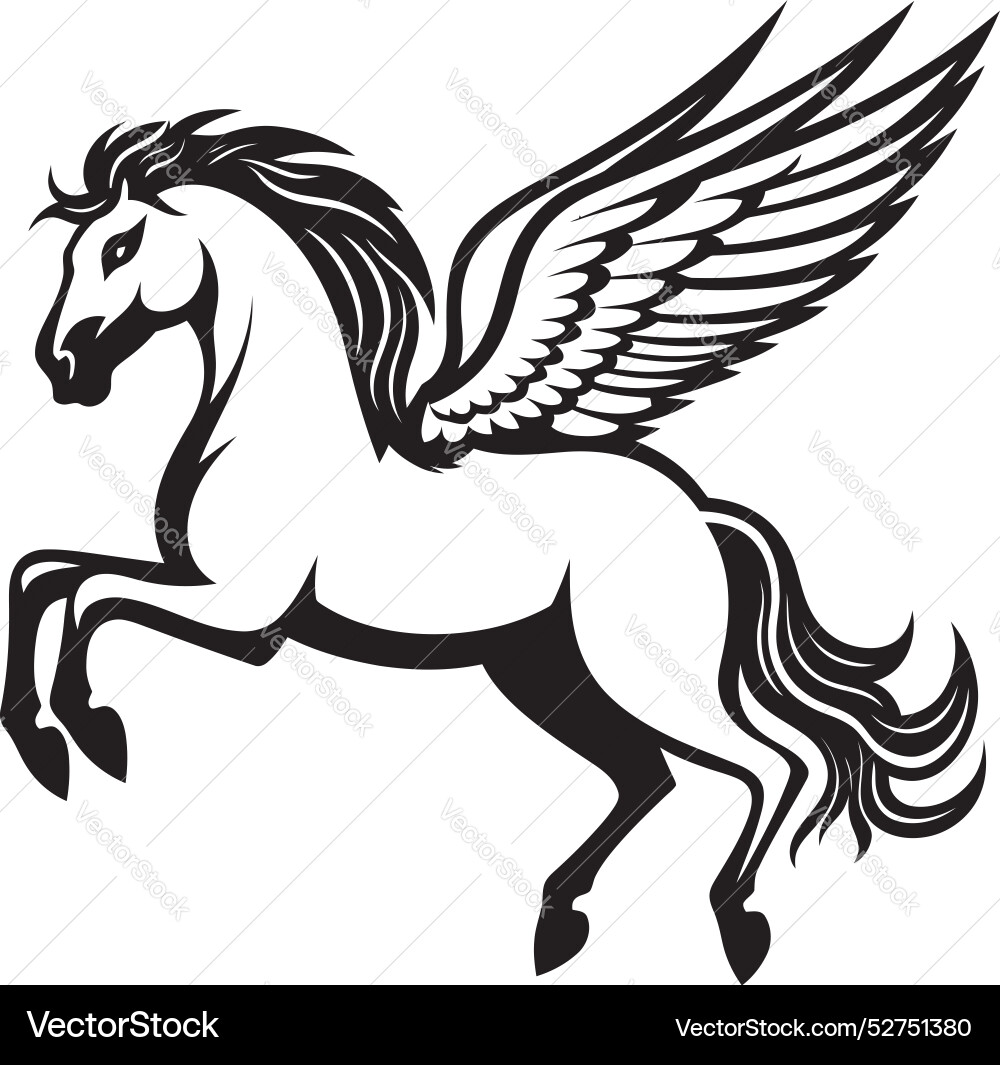 Airborne beauty pegasus emblem design icon Vector Image