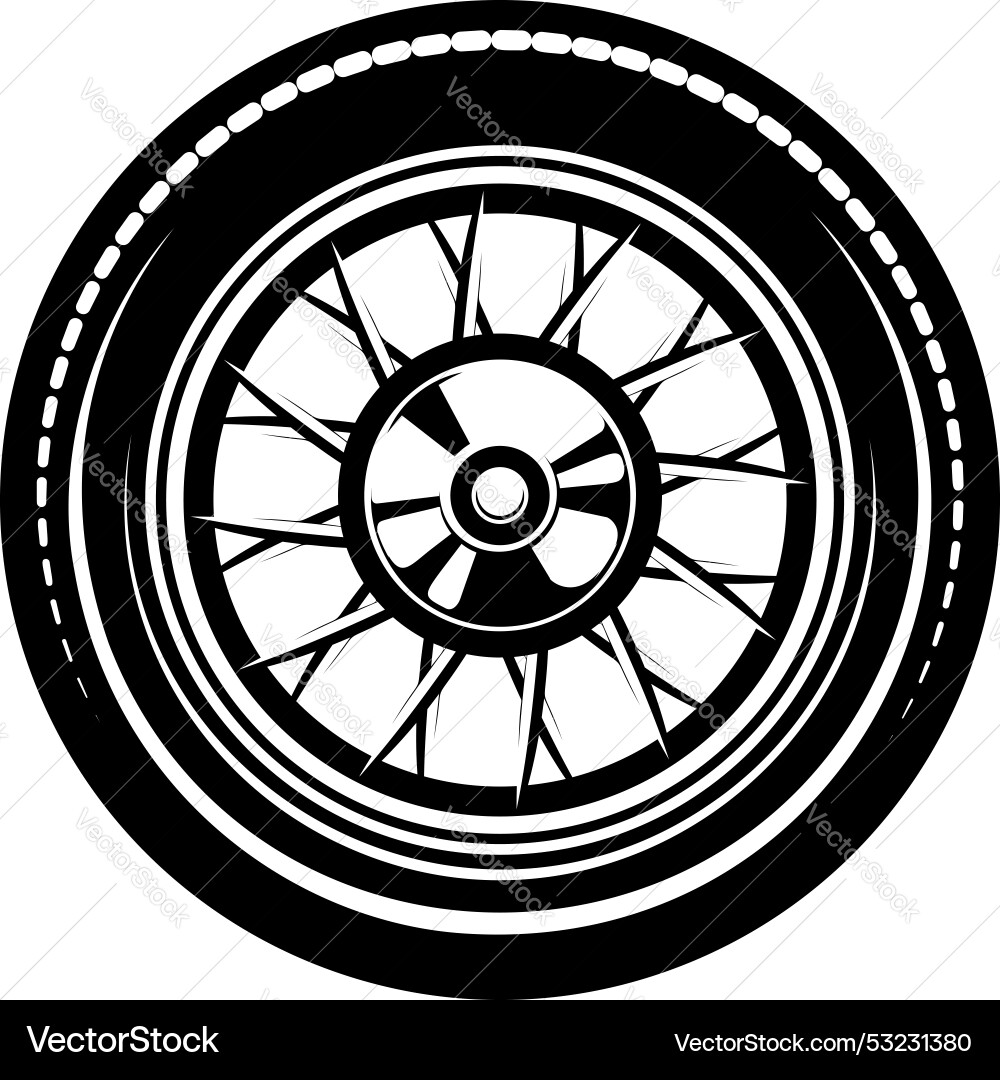 Black and white wheel isolated Royalty Free Vector Image