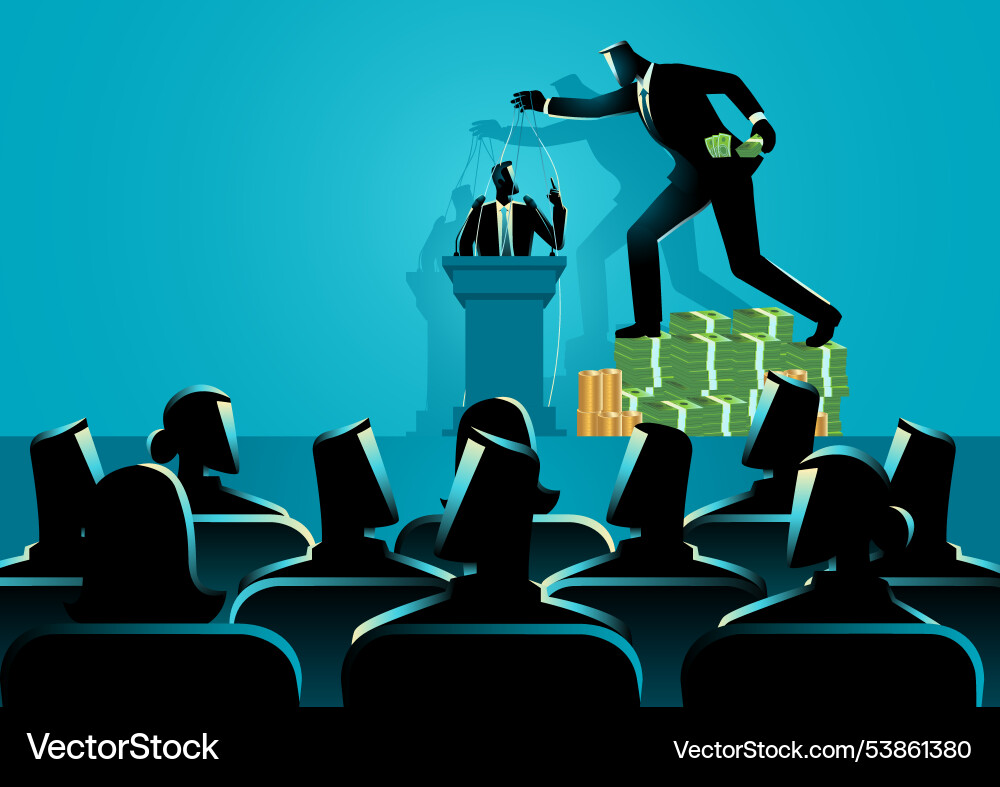 Businessman silhouette money stack puppeteer Vector Image