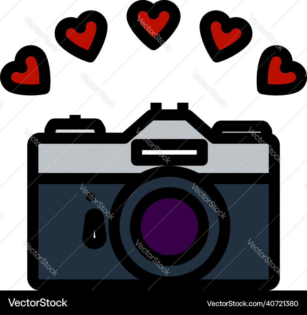 Camera with hearts icon Royalty Free Vector Image