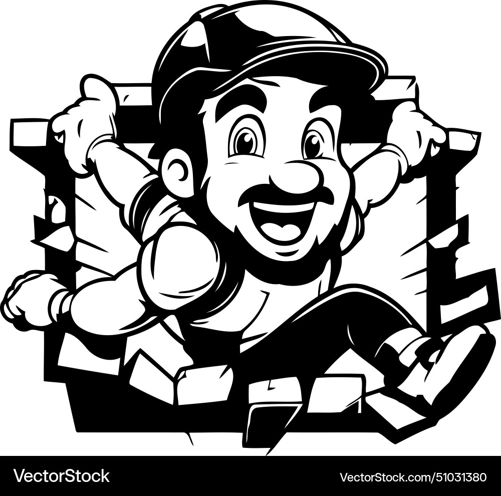 Cartoon construction worker with bricks clip art Vector Image