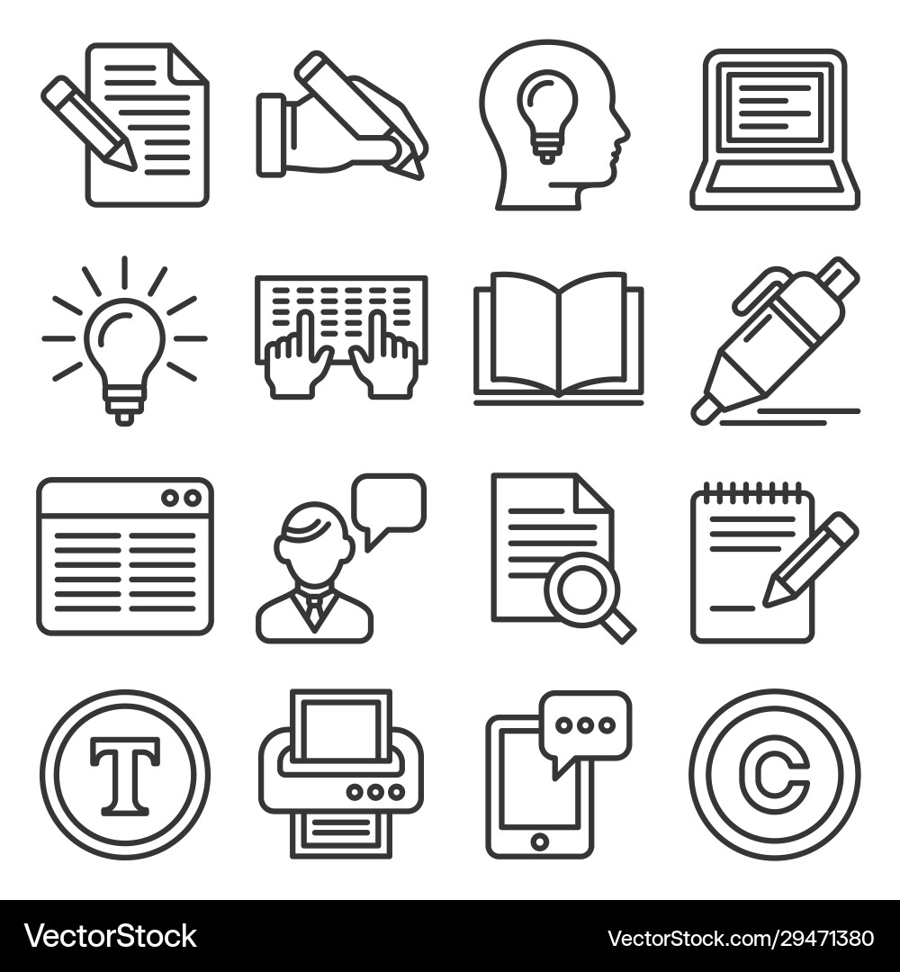 Copywriting icons set on white background line Vector Image