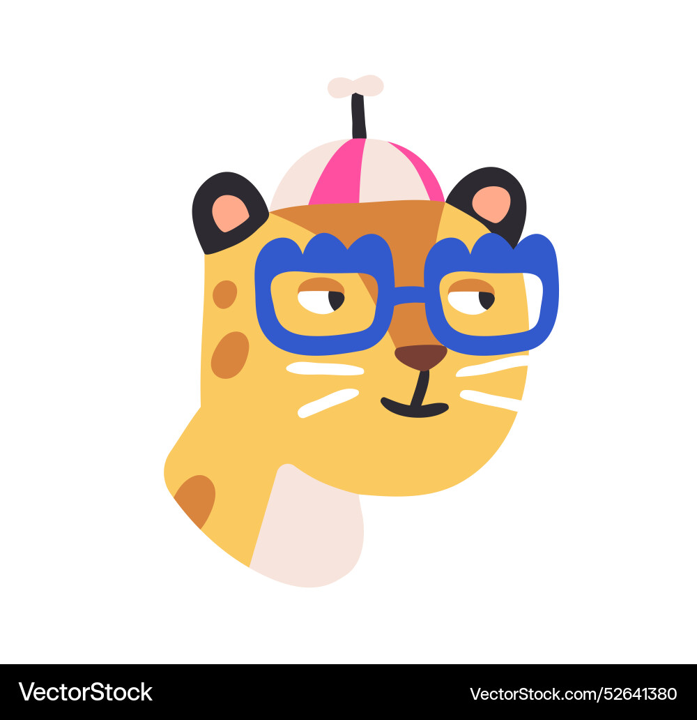 Cute funny leopard character in glasses and hat Vector Image