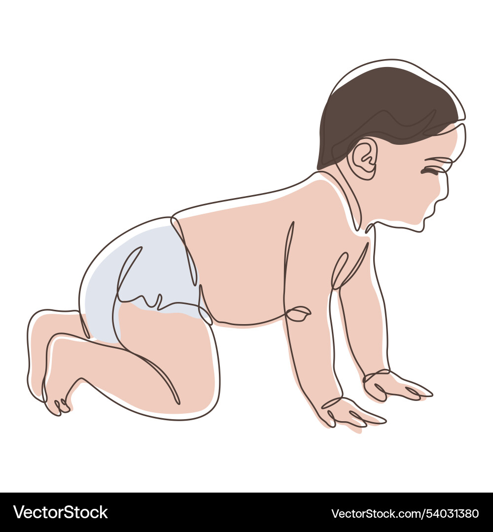 Cute newborn baby cartoon character crawling Vector Image