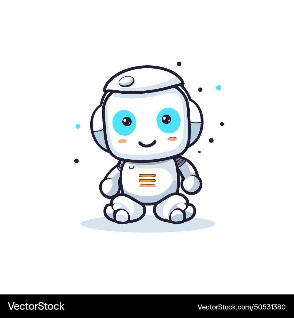 Cute robot cartoon little Royalty Free Vector Image