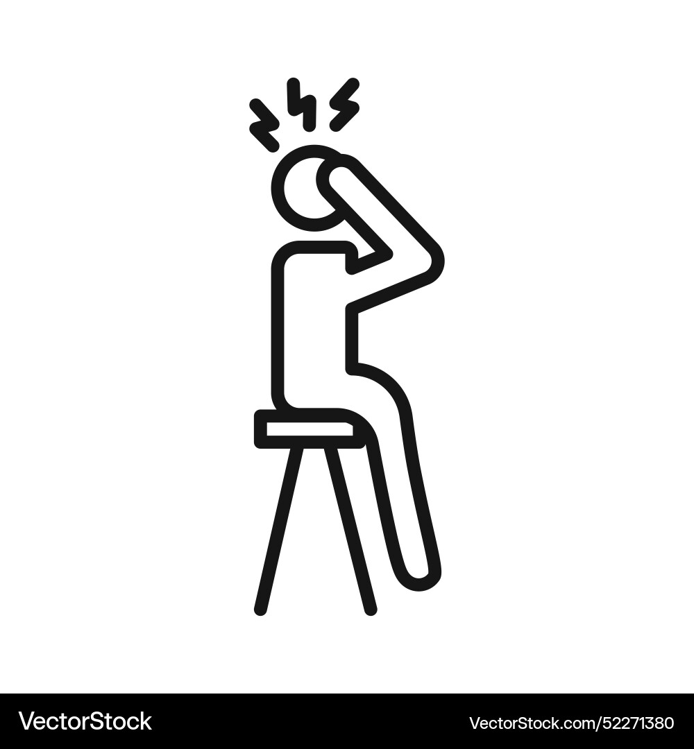 Depression icon black line art logo Royalty Free Vector