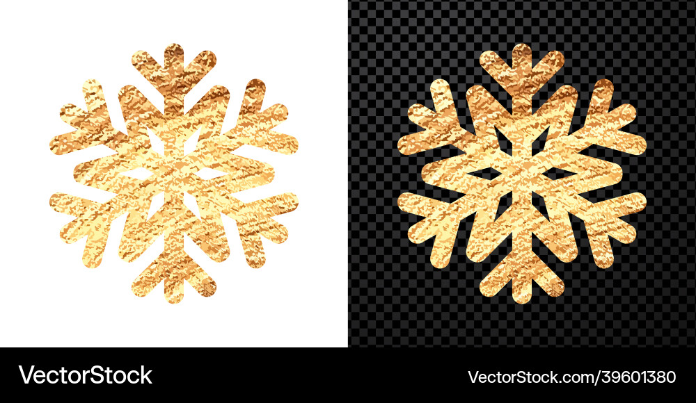 Gold shiny snowflake isolated on white Royalty Free Vector