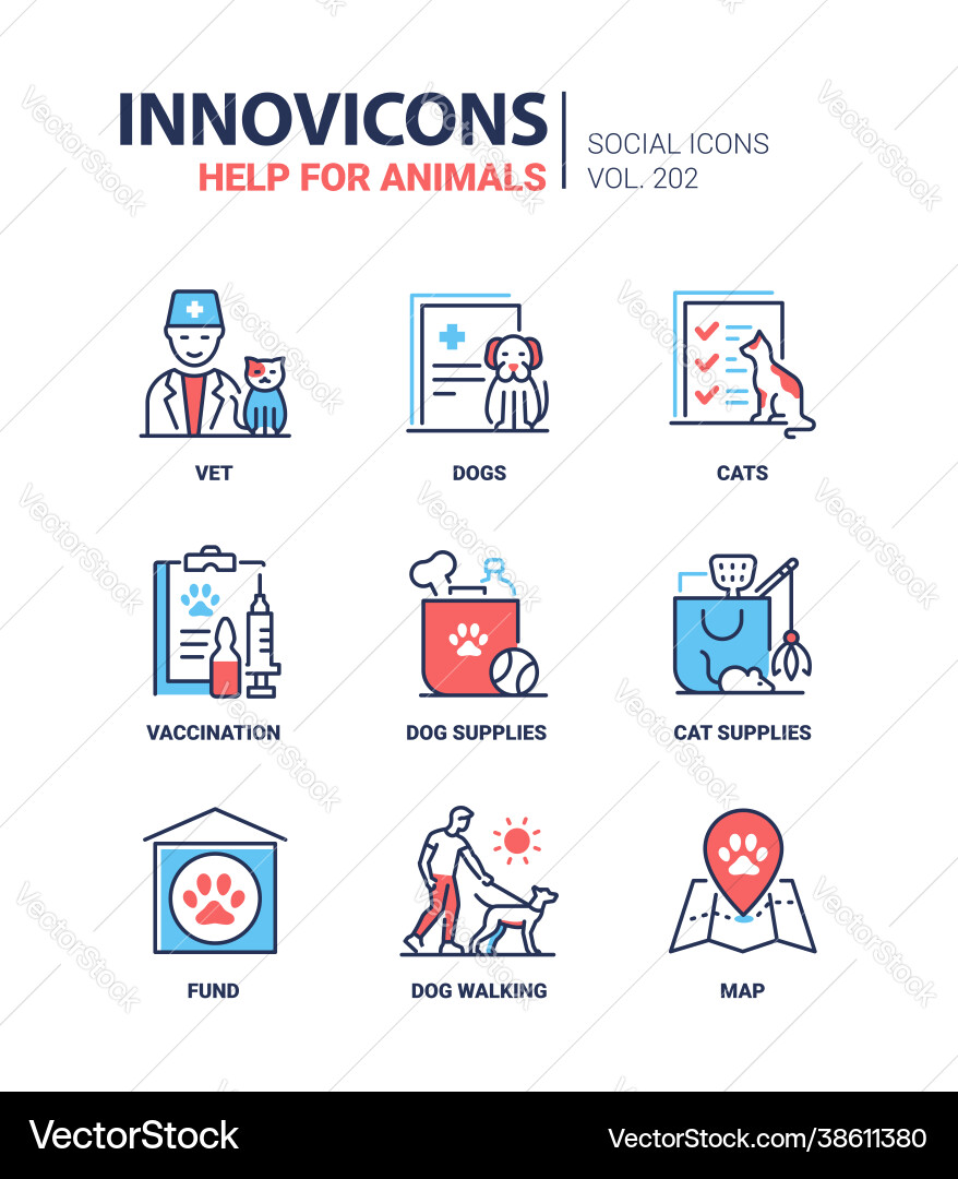 Help for animals - modern colorful line design Vector Image