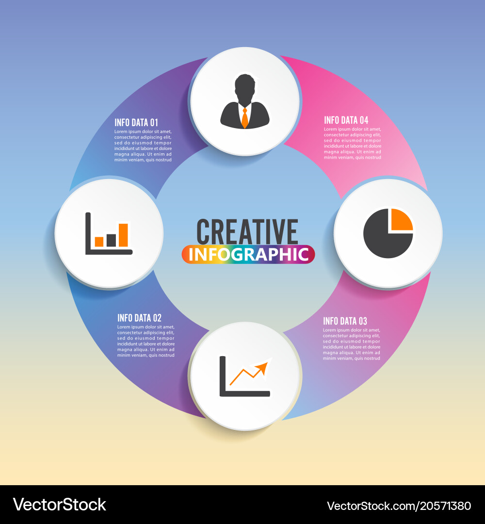 Infographic circle template with 4 steps parts Vector Image