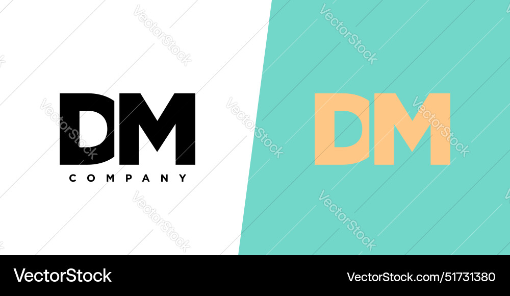 Letter d and m dm logo design template minimal Vector Image