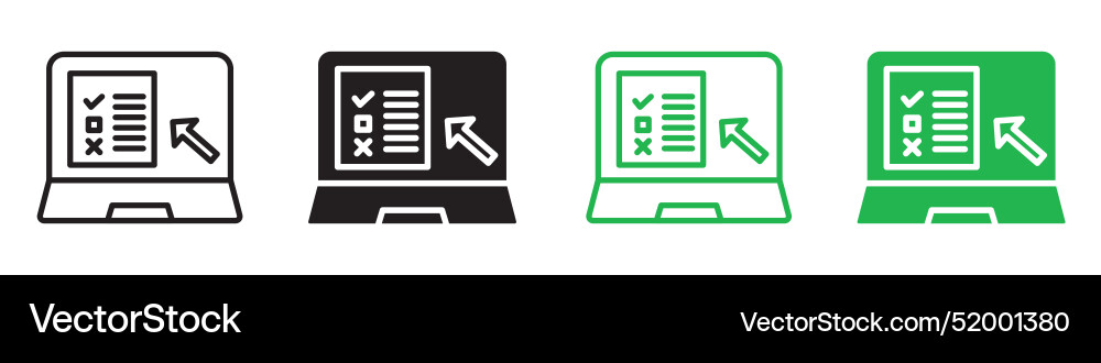 Online exam test icon line art Royalty Free Vector Image