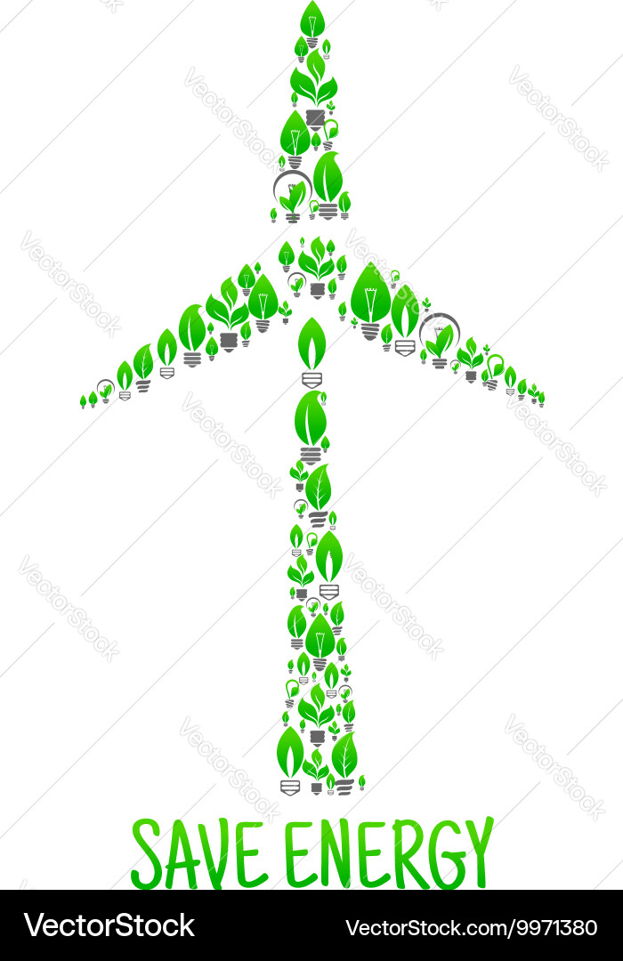 Save energy eco environment wind turbine Vector Image