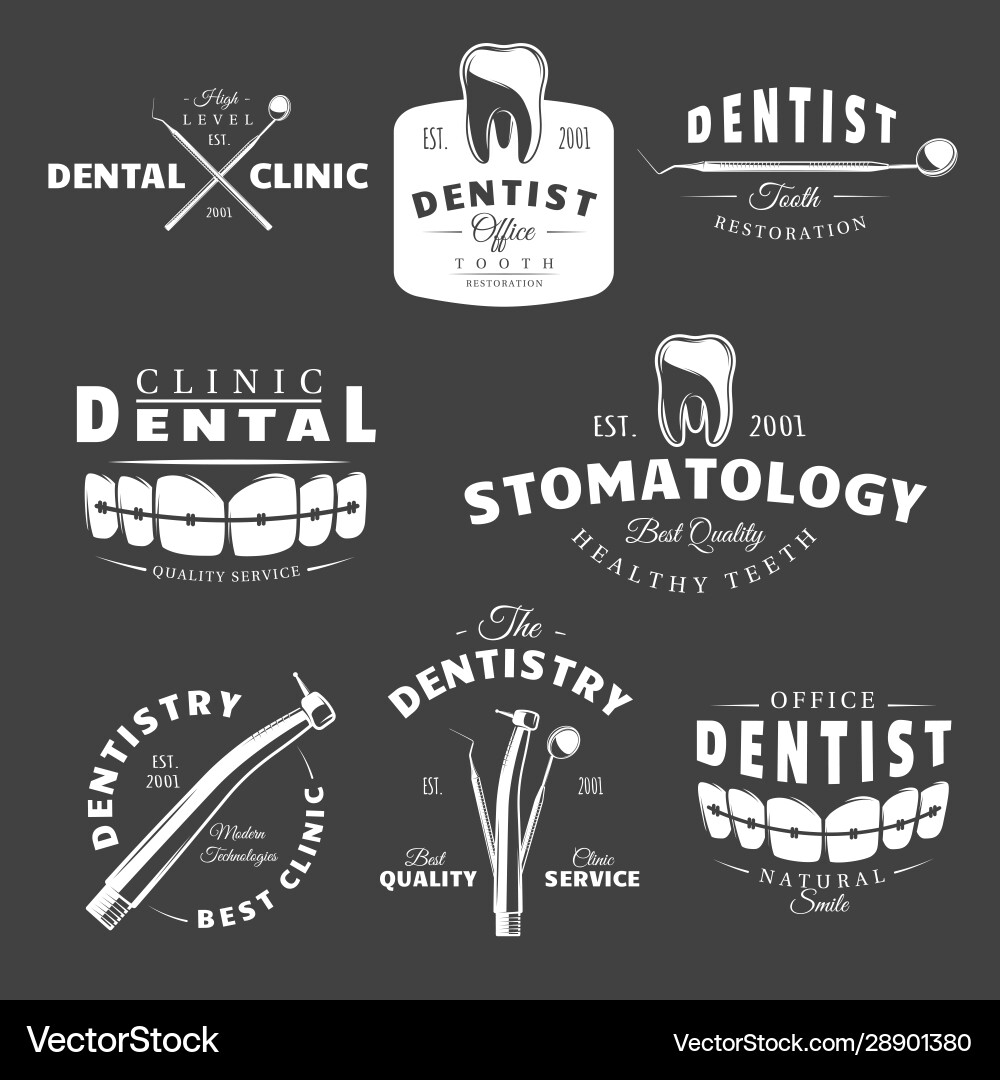 Set dental labels Royalty Free Vector Image - VectorStock
