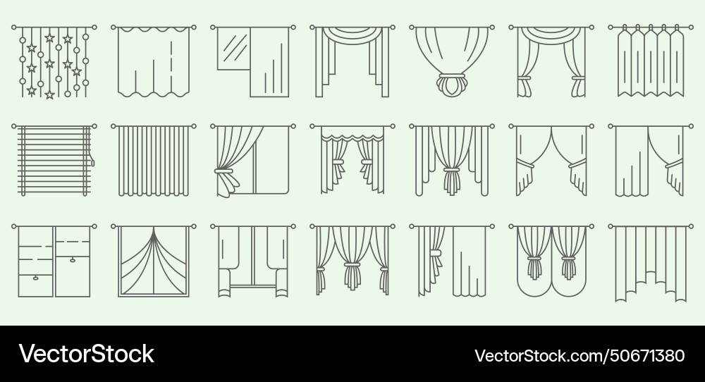Set icon curtains for windowline art minimalist Vector Image