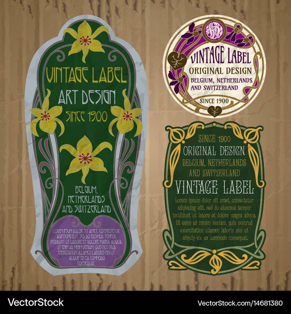Vintage items - label art nouveau Royalty Free Vector Image