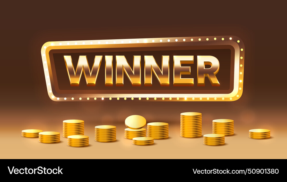 Winner frame label jackpot winning coins night Vector Image
