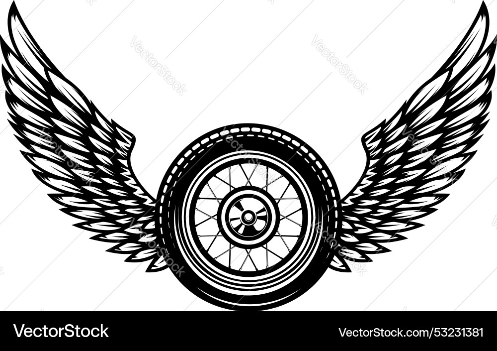 Black and white winged wheel isolated Royalty Free Vector
