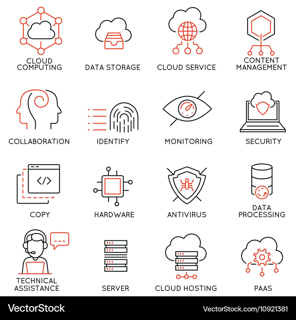 Cloud computing service icons -1 Royalty Free Vector Image